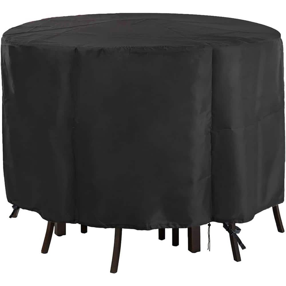 Shatex 40 in. Black Durable Waterproof Weather-Resistant Round Ottoman ...