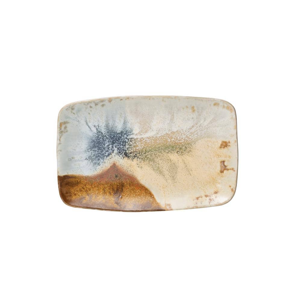 Storied Home 13.38 in. Multi-Colored Stoneware Rectangle Platters with ...