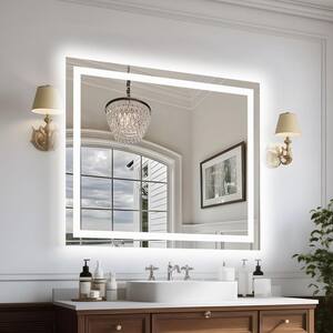 60 in. W x 28 in. H LED Lighted Bathroom Wall Mirror, Lighted Makeup ...