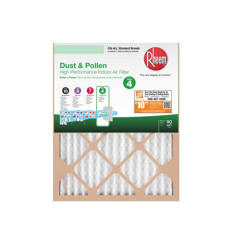 Rheem 18 x 24 x 1 Basic Household Pleated MERV 8 - FPR 4 Air Filter ...