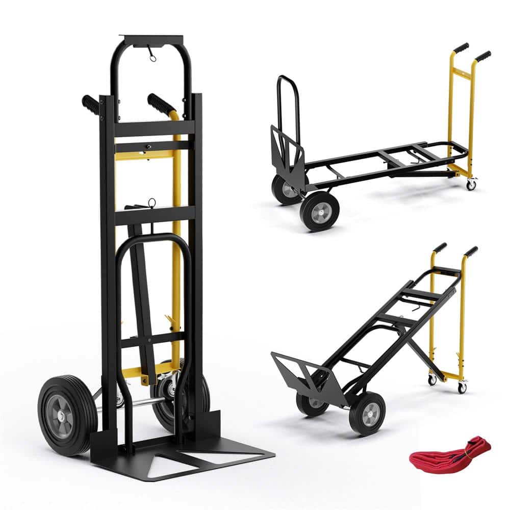 Costway 1000 lbs. Capacity Convertible Hand Truck with 4 Rubber Wheels ...