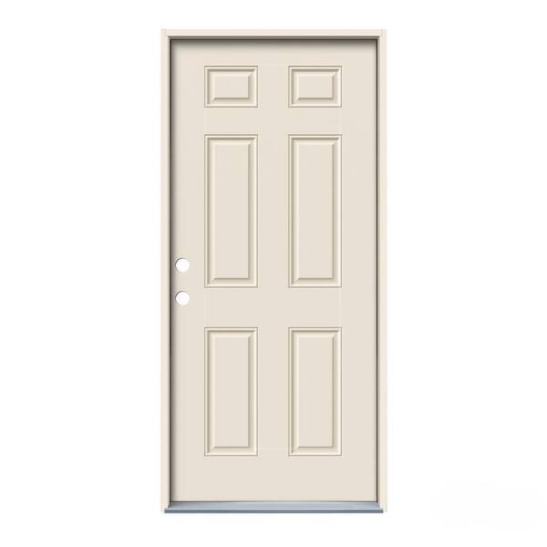 JELD WEN 32 In X 80 In 6 Panel Primed Steel Prehung Right Hand