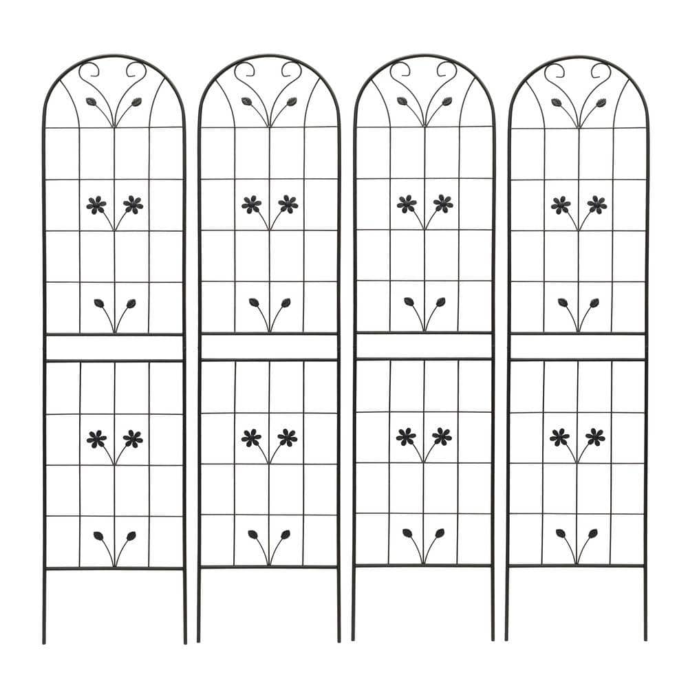 Jushua 4-Pack 86.7 in. x 19.7 in. Outdoor Metal Garden Trellis ...