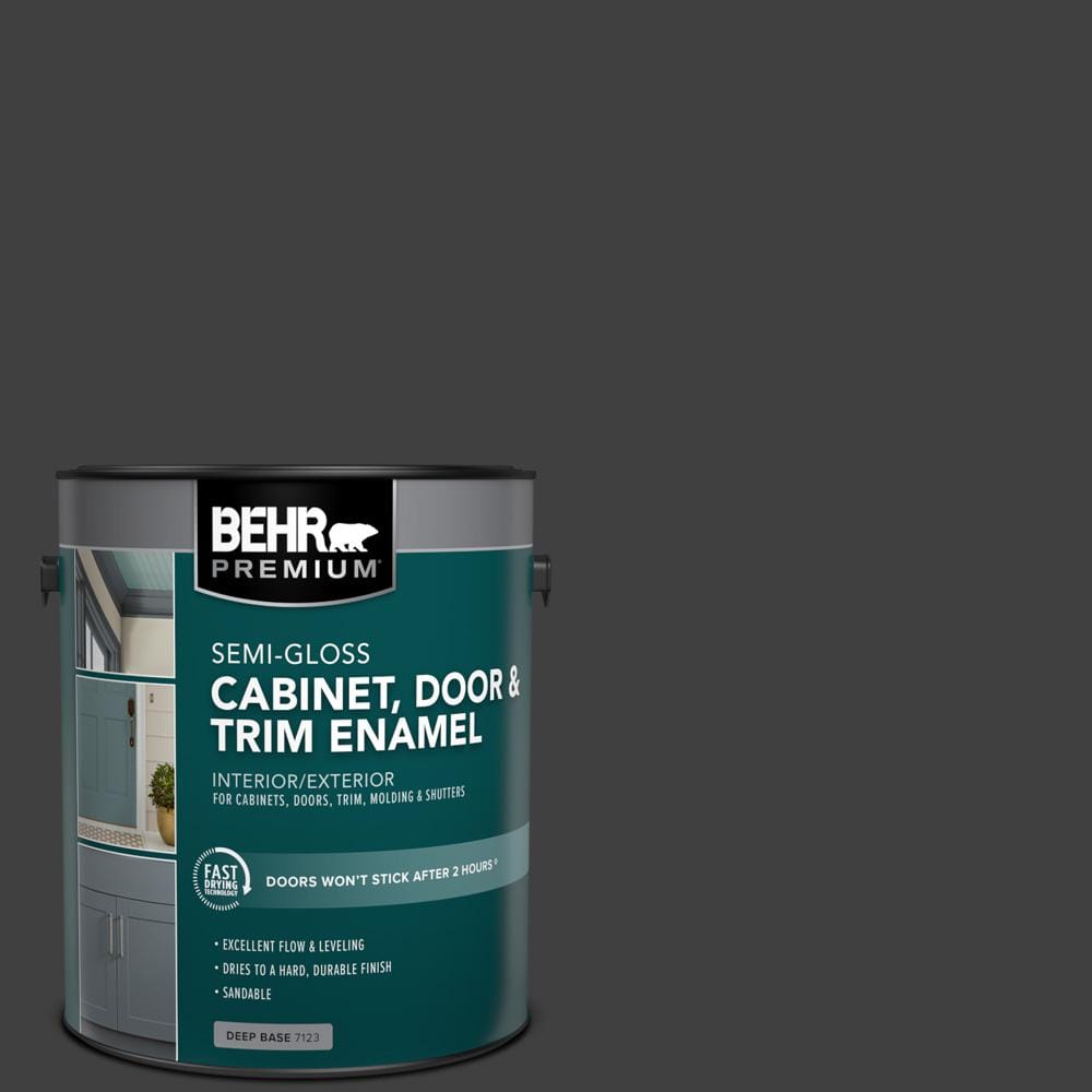 BEHR PREMIUM 1 gal. #1350 Ultra Pure Black Semi-Gloss Enamel Interior ... BEHR PREMIUM 1 gal. #1350 Ultra Pure Black Semi-Gloss Enamel Interior ...
