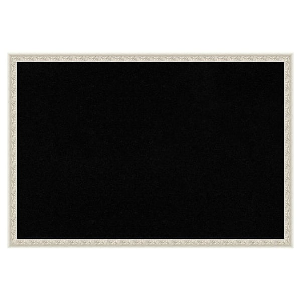 Amanti Art Bethany Silver 38 in. x 26 in. Wood Framed Black Cork Memo ...