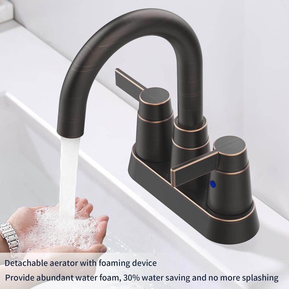 Staykiwi 4 in. Centerset Double Handle Mid Arc Bathroom Faucet in Oil ...