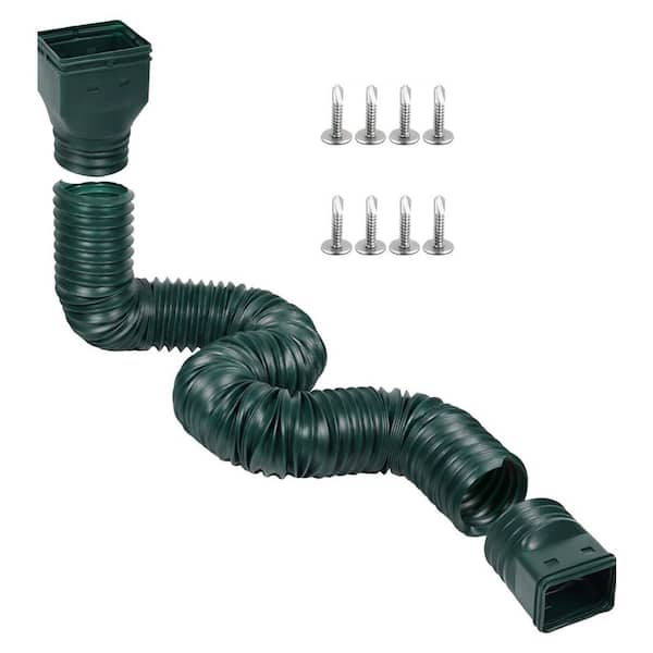 11.5 in. Green Plastic PE Flexible Downspout Extension w/ Adapter ...