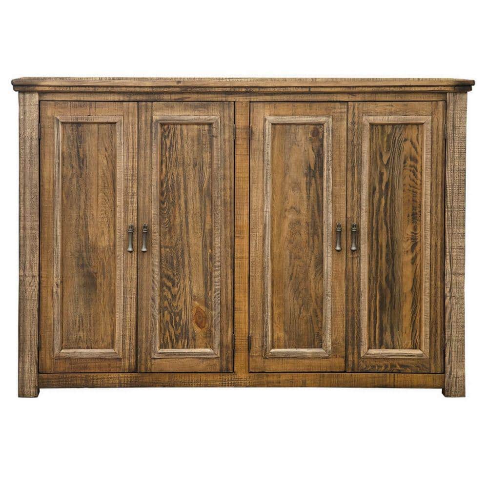 Benjara Light Brown Wood Top 63 in. Sideboard with 4-Door BM306764 ...