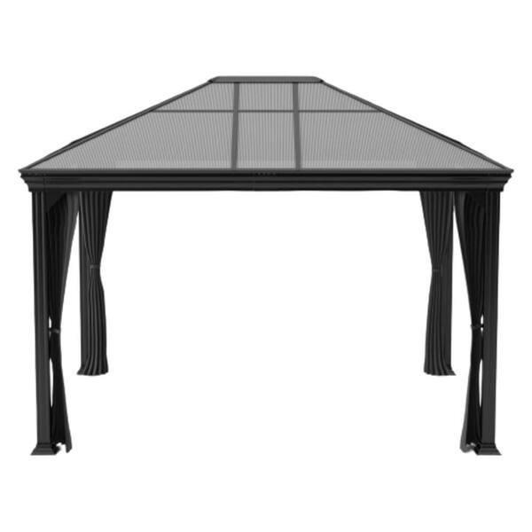 12 ft. W x 10 ft. D Aluminum Dark Gray Patio Gazebo QR-547 - The Home Depot
