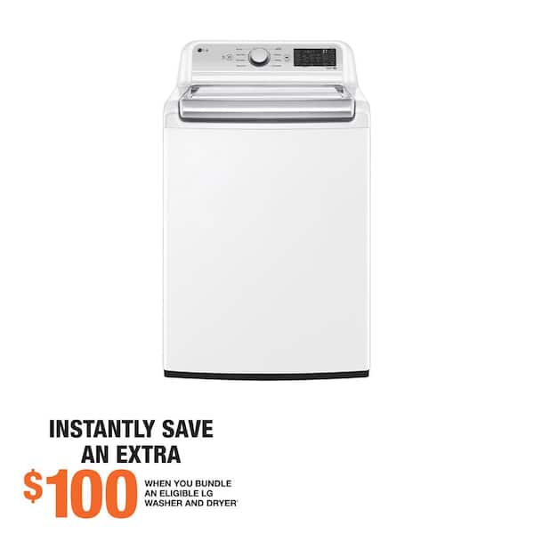 LG 5.3 cu. ft. SMART Top Load Washer in White with 4-way Agitator ...