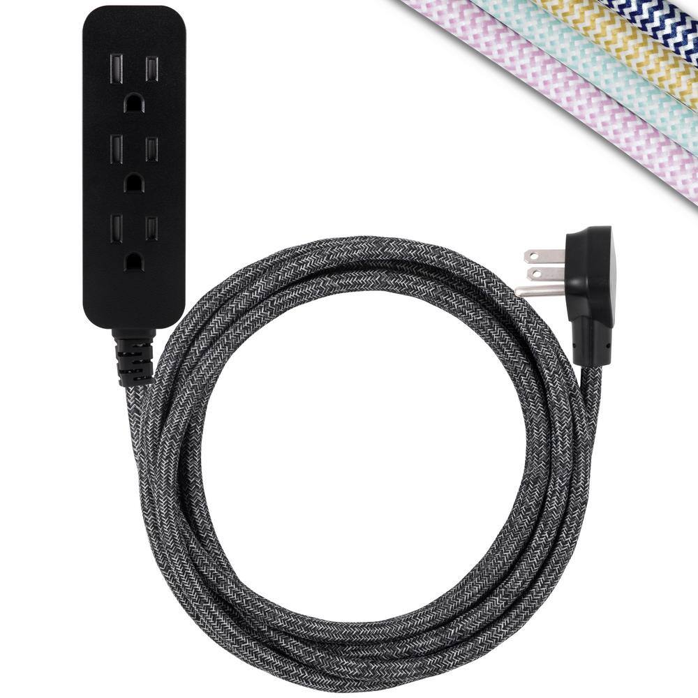 Cordinate Designer Extension Cord 3-Outlet 10-Foot Cord Black 42024