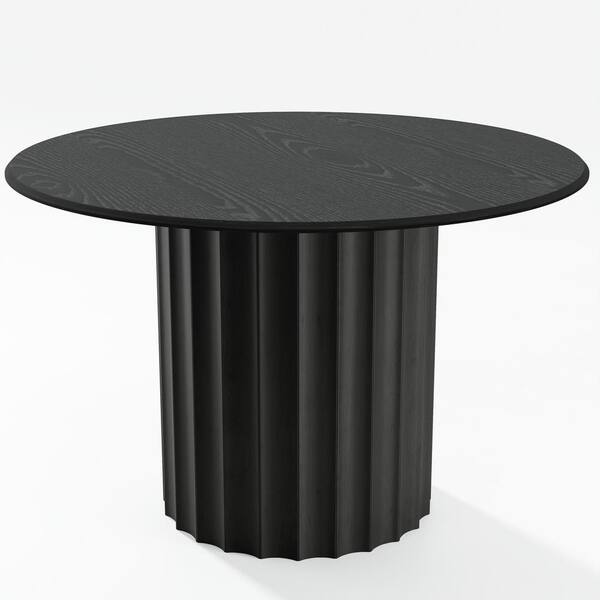 Lirago Round Black Wood 46 in. Column Base Dining Table Seats 4 HD ...