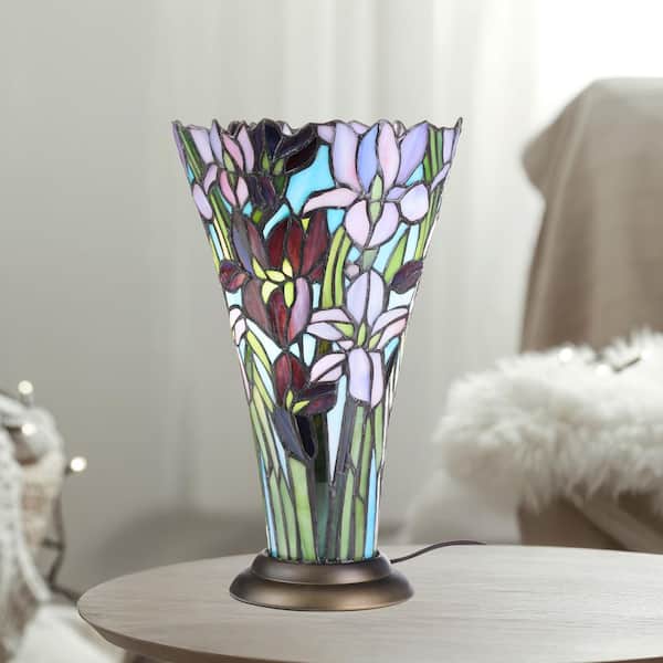 River of Goods Eveline 13.5 in. Bronze Finish Table Lamp with Purple ...