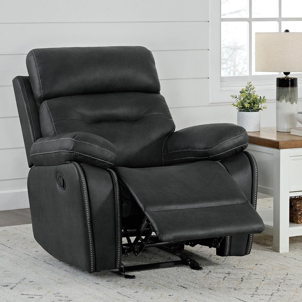 Spruce & Spring Melisande Fabric Black Manual Rocker Recliner Chair ...