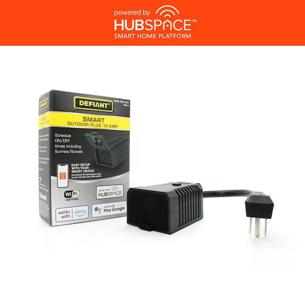 Defiant 15 Amp 120-Volt Smart Outdoor Single Outlet Wi-Fi Bluetooth ...