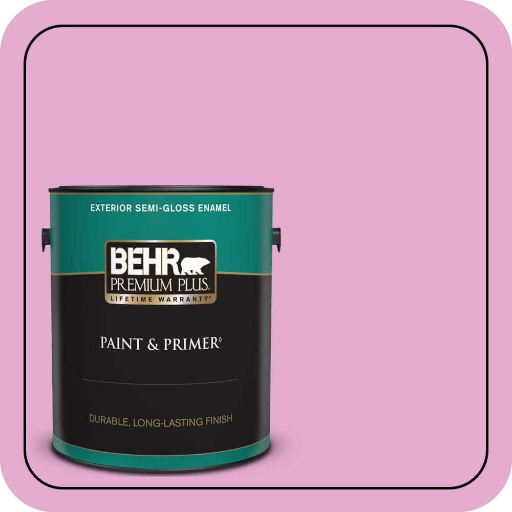 BEHR PREMIUM PLUS 1 gal. #680A-3 Pink Bliss Semi-Gloss Enamel Exterior ...