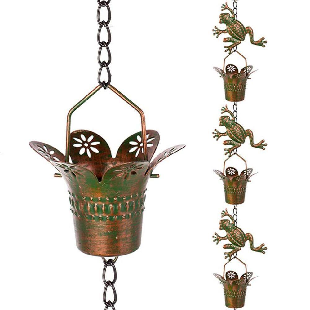 SANDTON GEWN LLC 7.7 ft. Metal Rain Chain for Outside, Bronze Rain ...