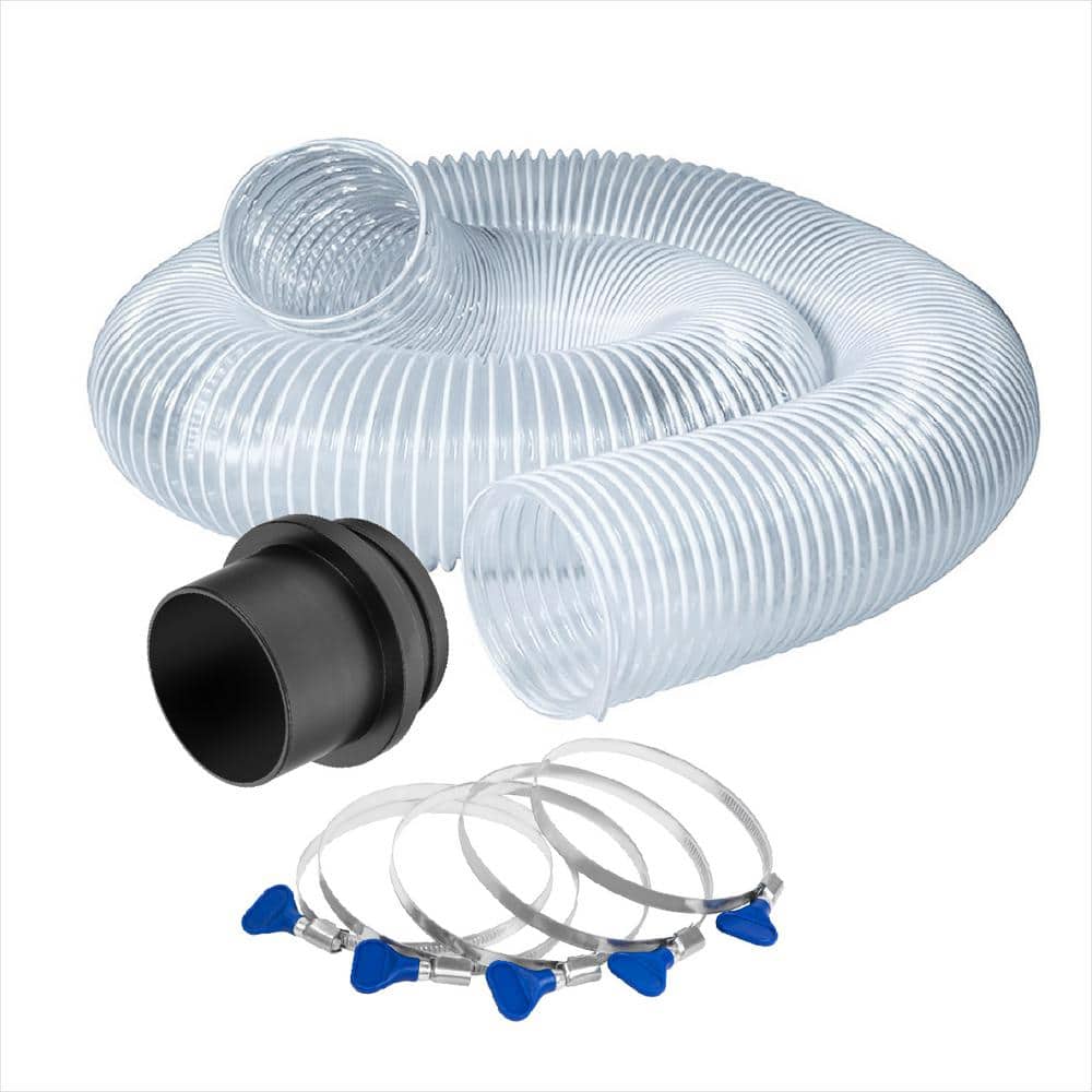 ‎POWERTEC 4 in. x 10 ft. PVC Dust Collection Hose with Screw End Quick ...