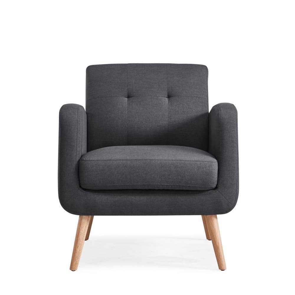 Handy Living Kingston Charcoal Linen Mid Century Modern Arm Chair 340CB ...