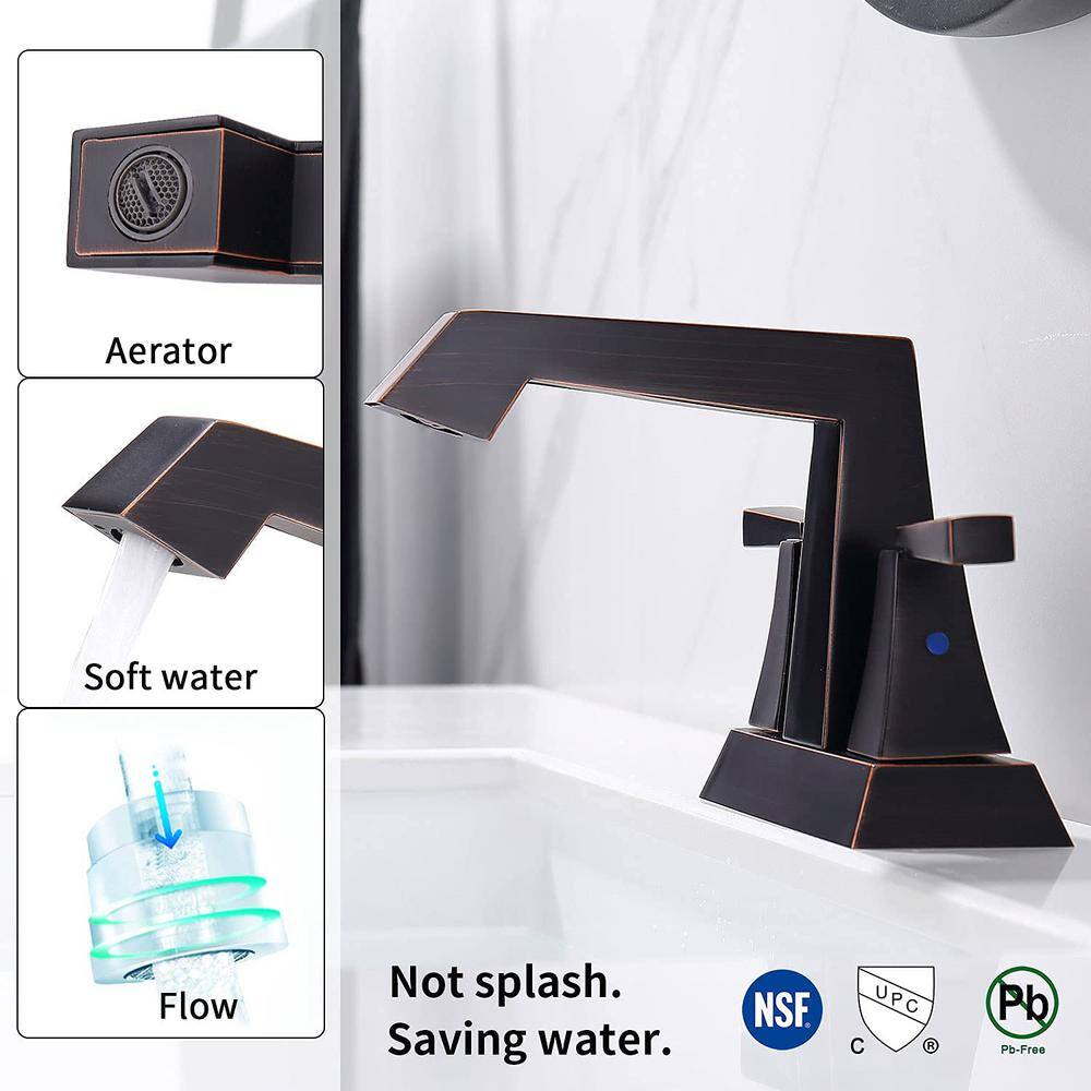 Staykiwi 4 in. Centerset Double Handle Mid Arc Bathroom Faucet with ...