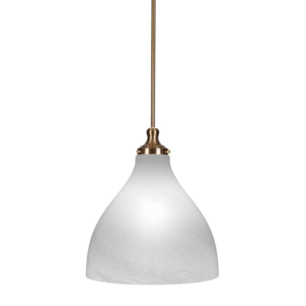 Alton 60-Watt 1-Light New Age Brass Shaded Pendant Light with 16 in ...
