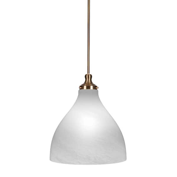 Alton 60-Watt 1-Light New Age Brass Shaded Pendant Light with 16 in ...