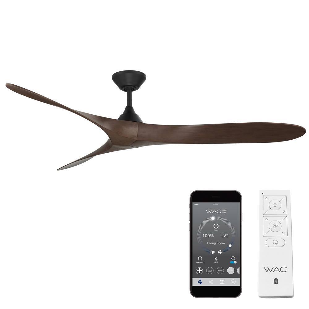 WAC Lighting Malibu 70 in. Indoor/Outdoor 3-Blade Smart Ceiling Fan in ...
