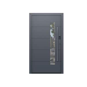 TEZA DOORS 85 Series 54 in. x 80 in. Right Hand Matte Black Aluminum ...