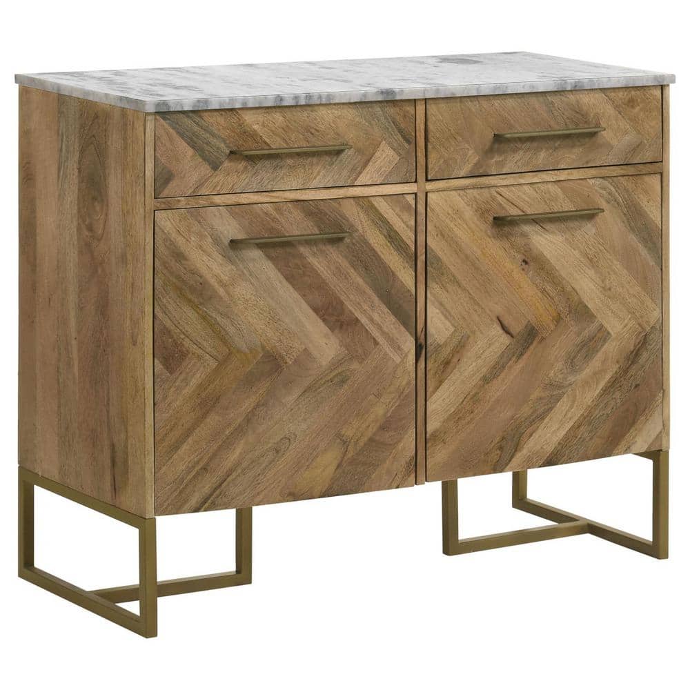 Coaster Keaton Natural and Antique Gold 2-door Accent Cabinet with ...