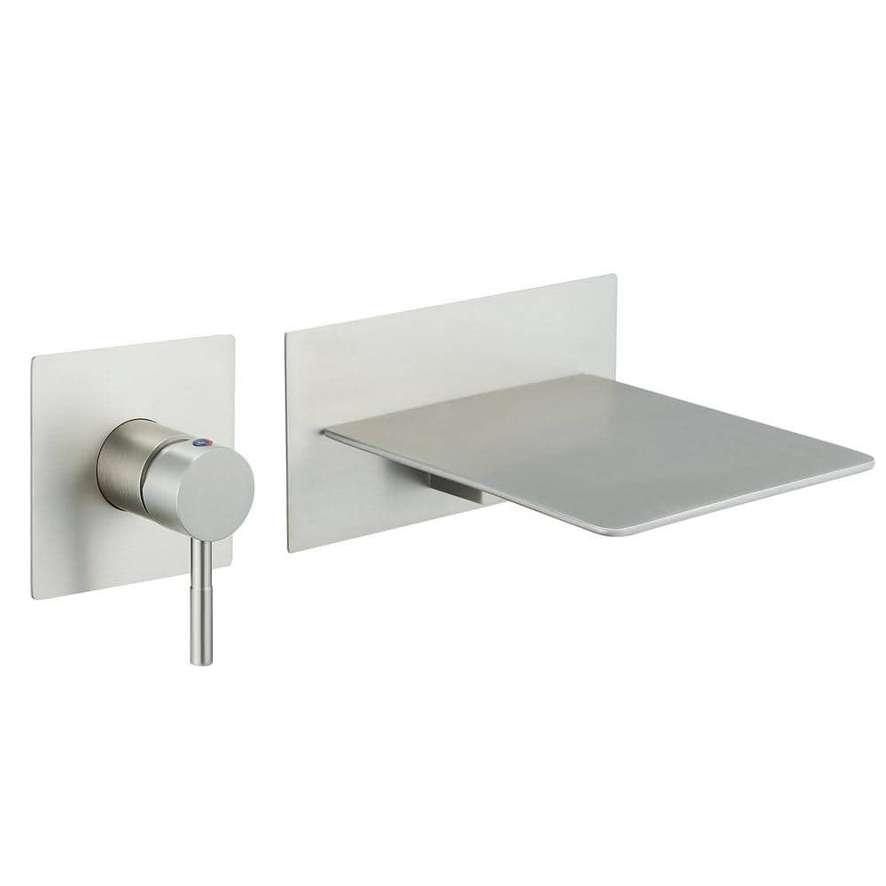 FLG Single Handle Wall Mounted Bathroom Faucet with Valve Modern Brass ...