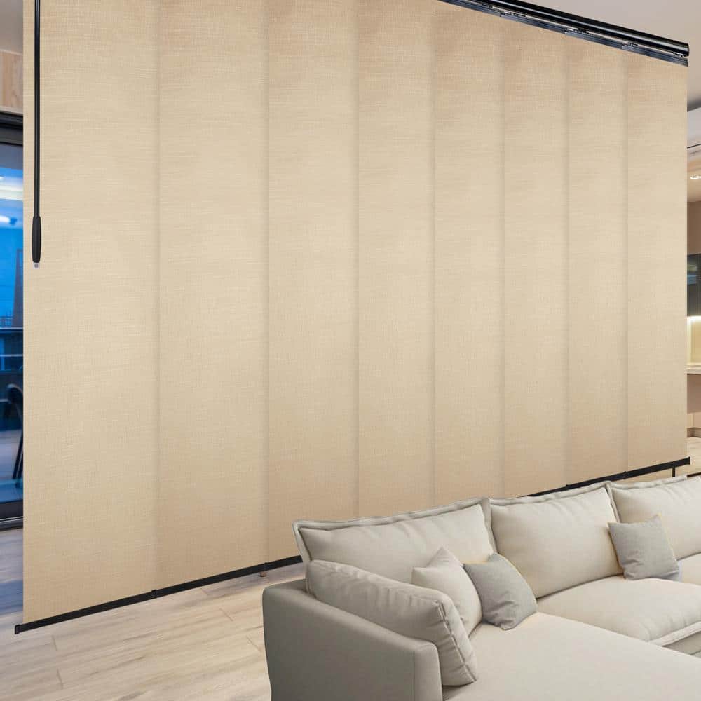 EMOH Linen 130 in. - 175 in. W x 116 in. L Adjustable 8-Panel Black ...