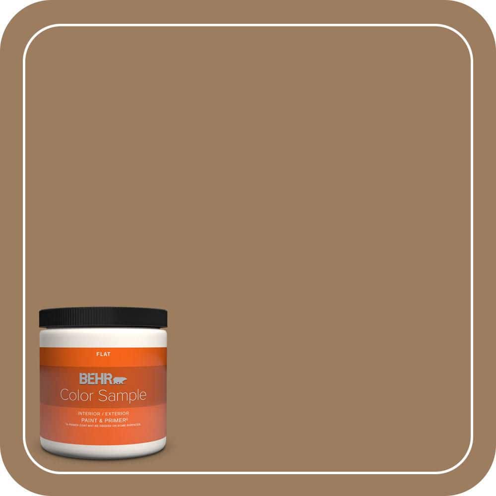 BEHR PREMIUM PLUS 8 oz. #BXC-08 Safari Brown Flat Interior/Exterior ...