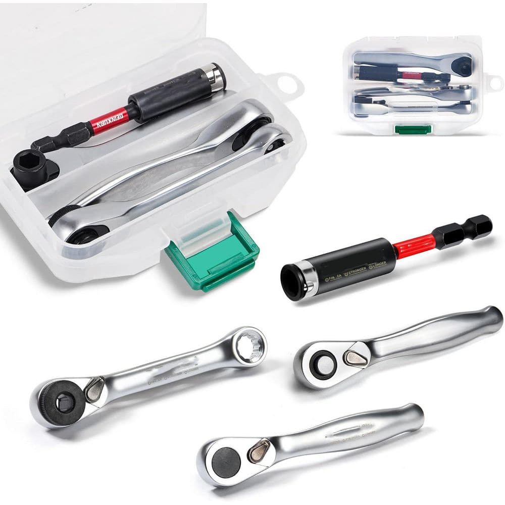 Mini Ratchet Wrench Set, 1/4" Drive, CRV S2 Steel, 72T Quick-Release ...