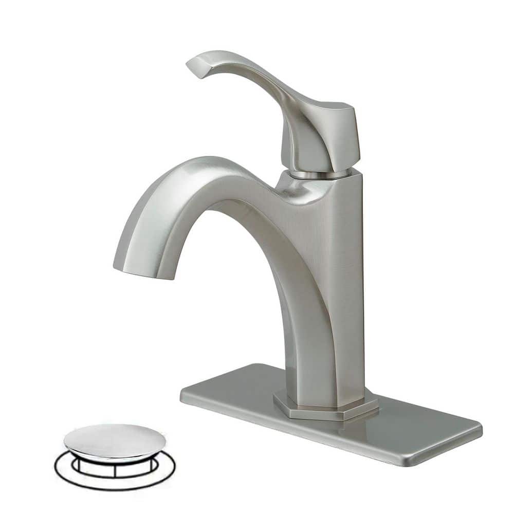 HOMEMYSTIQUE Single Handle Single Hole Bathroom Faucet with Drain Kit ...