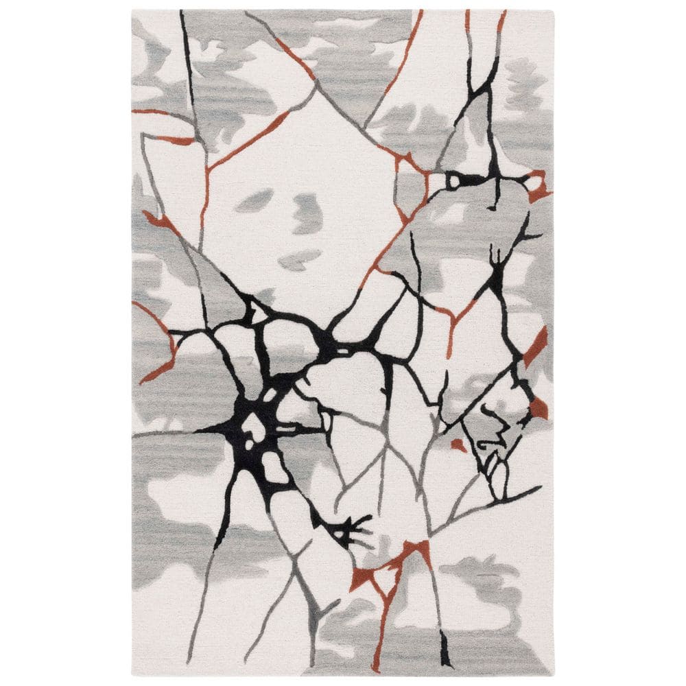 SAFAVIEH Metro 3 ft. x 5 ft. Ivory/Gray Abstract Cracked Stone Area Rug ...