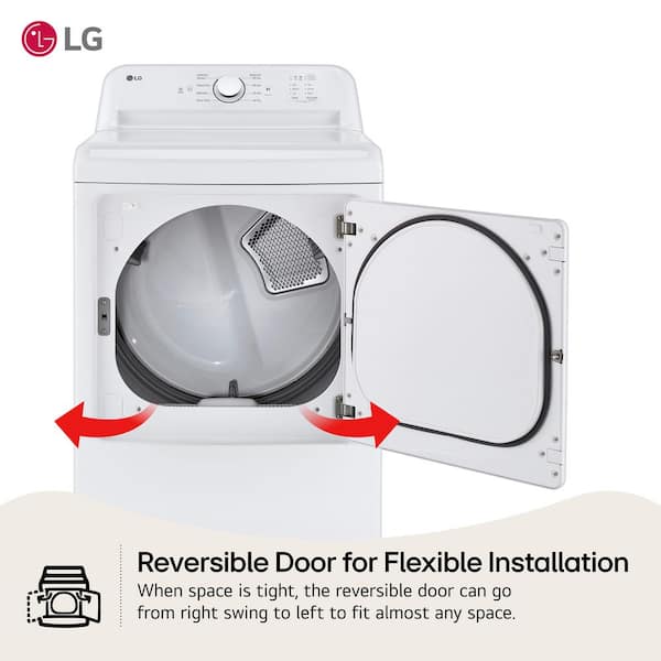 LG 7.3 Cu.Ft. Vented Electric Dryer in White with Sensor Dry Technology ...