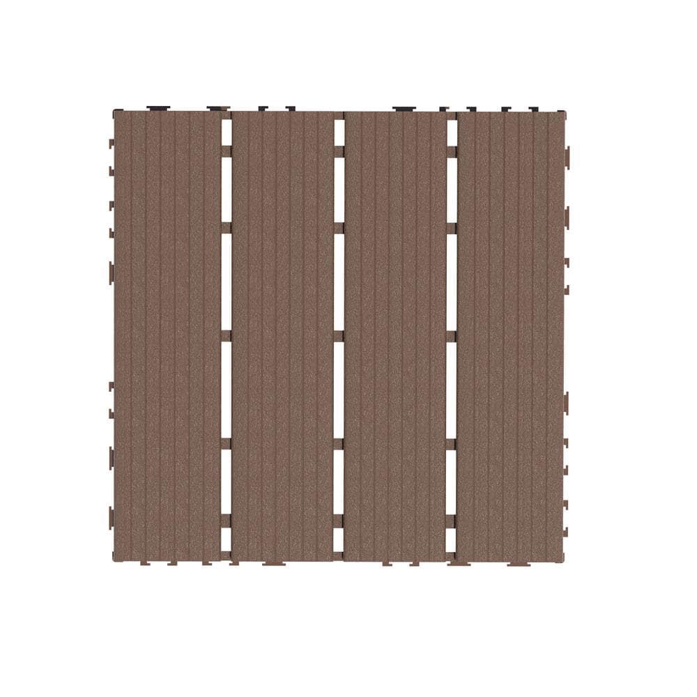 grossag 12 in. x 12 in. Patio Floor Tiles Plastic Outdoor Deck Floor ...
