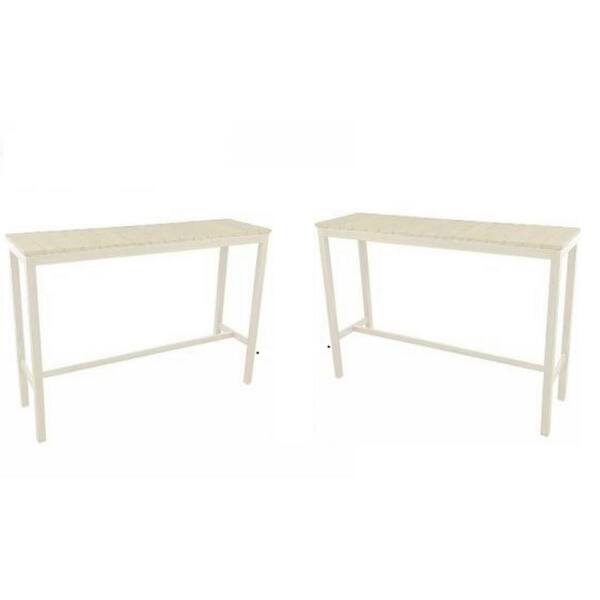 LUE BONA Humphrey 45 in. Cream Plastic HDPS Outdoor Bar Table Patio ...