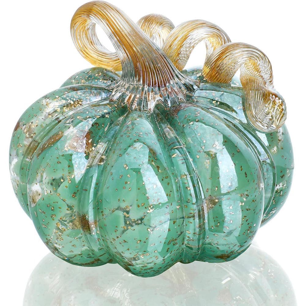 5 in. Brown Glass Pumpkin Figurines: Collectible Fall/Halloween Crystal ...