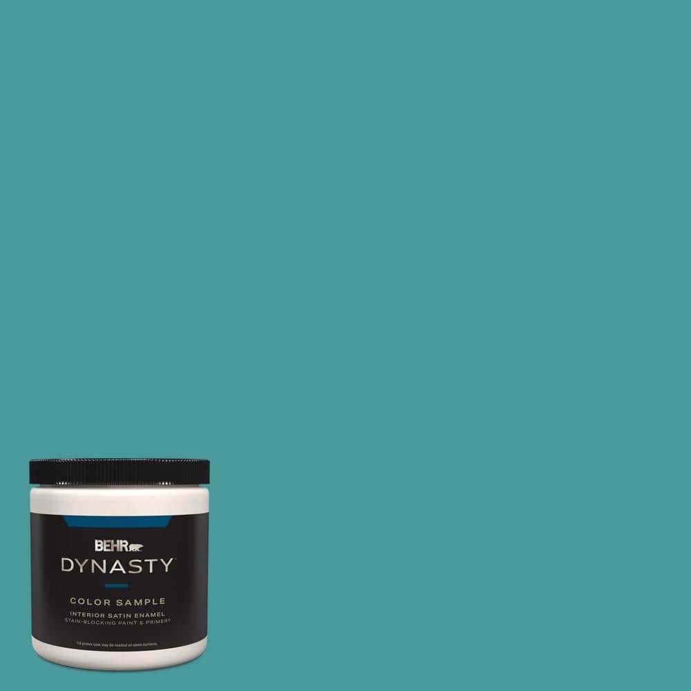 BEHR DYNASTY 8 oz. #510D-6 Aquatic Green Satin Enamel Stain-Blocking ...
