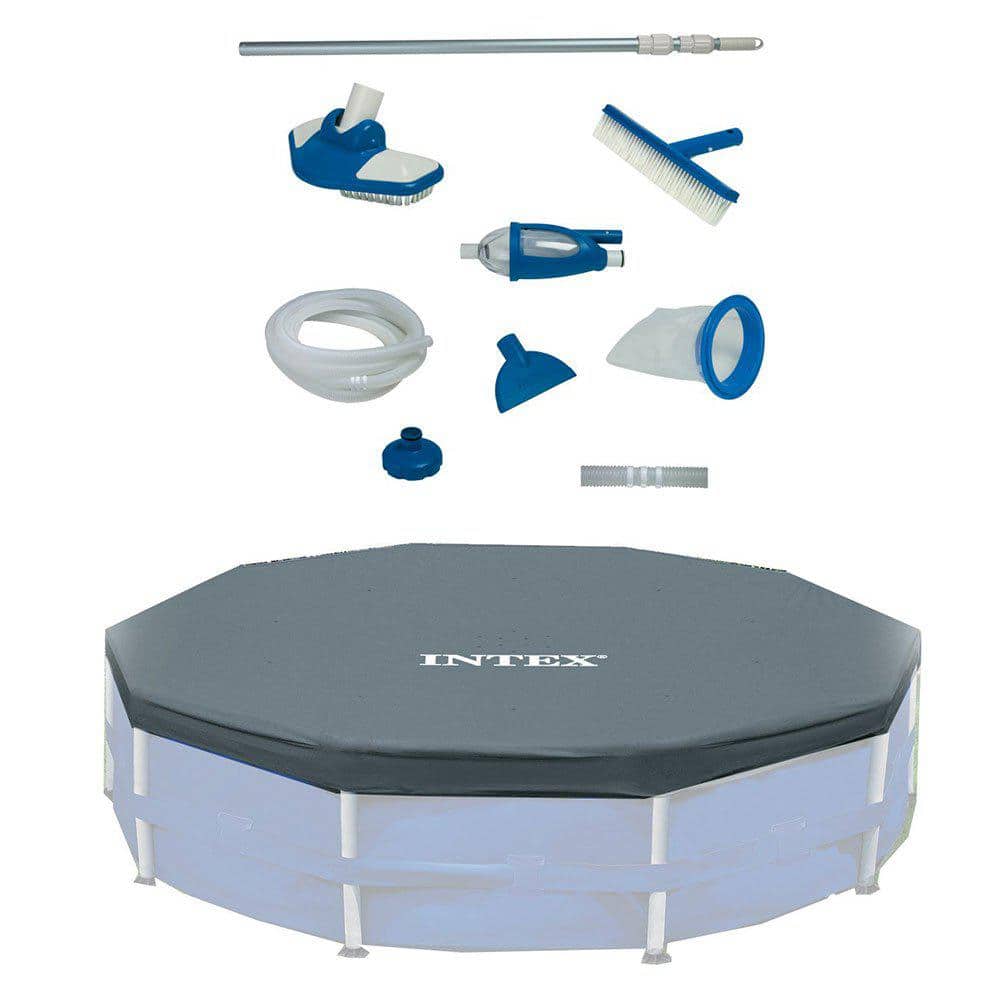 Intex Deluxe Maintenance Cleaning Kit and 12 ft. Round Frame Easy Set ...