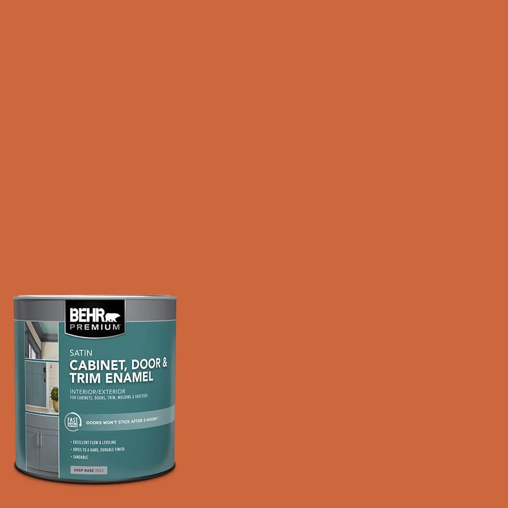 BEHR PREMIUM 1 qt. #S-H-250 Pumpkin Patch Satin Enamel Interior ...