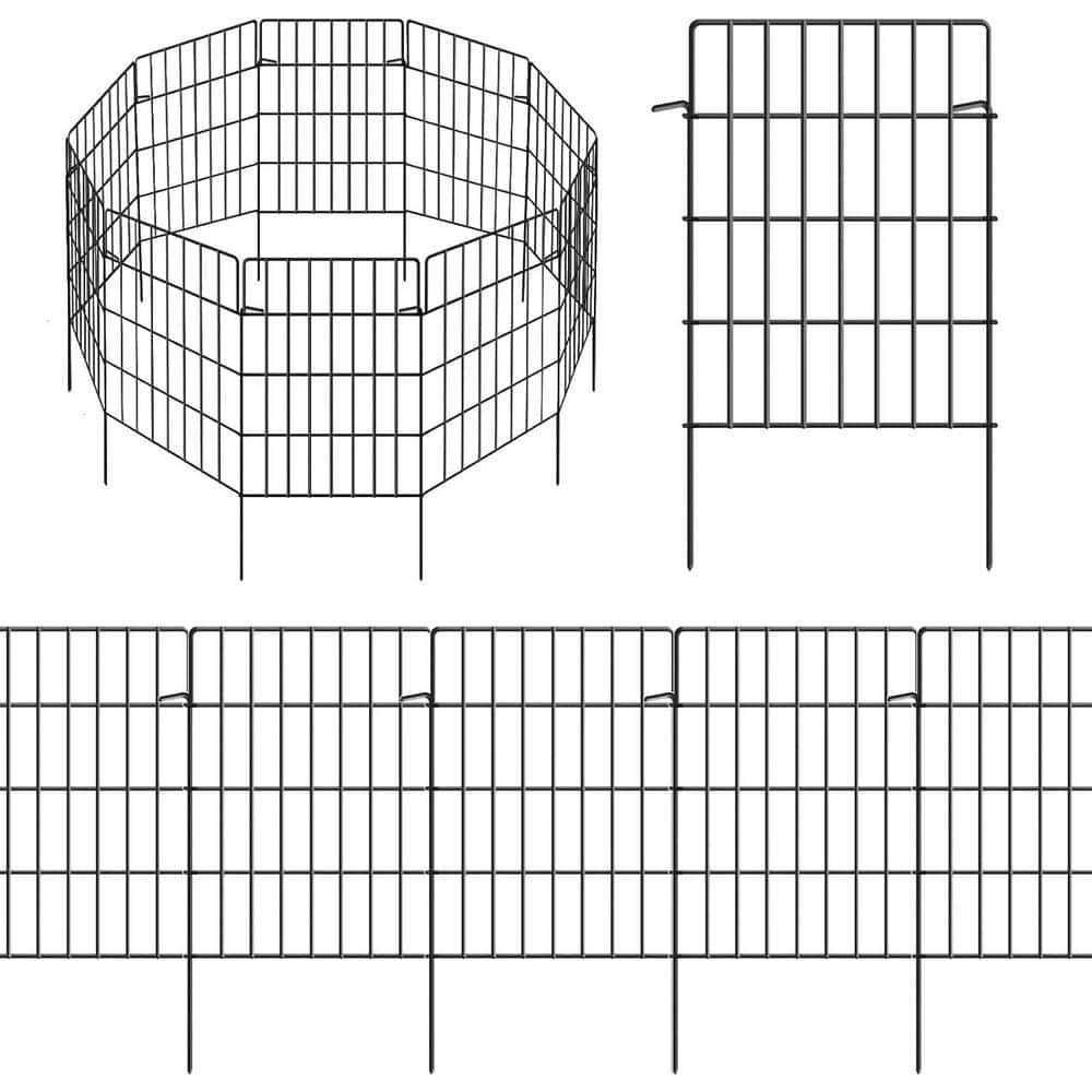 Oyezvary 24 in. Metal Decorative Garden Fence Rustproof Animal Barrier ...