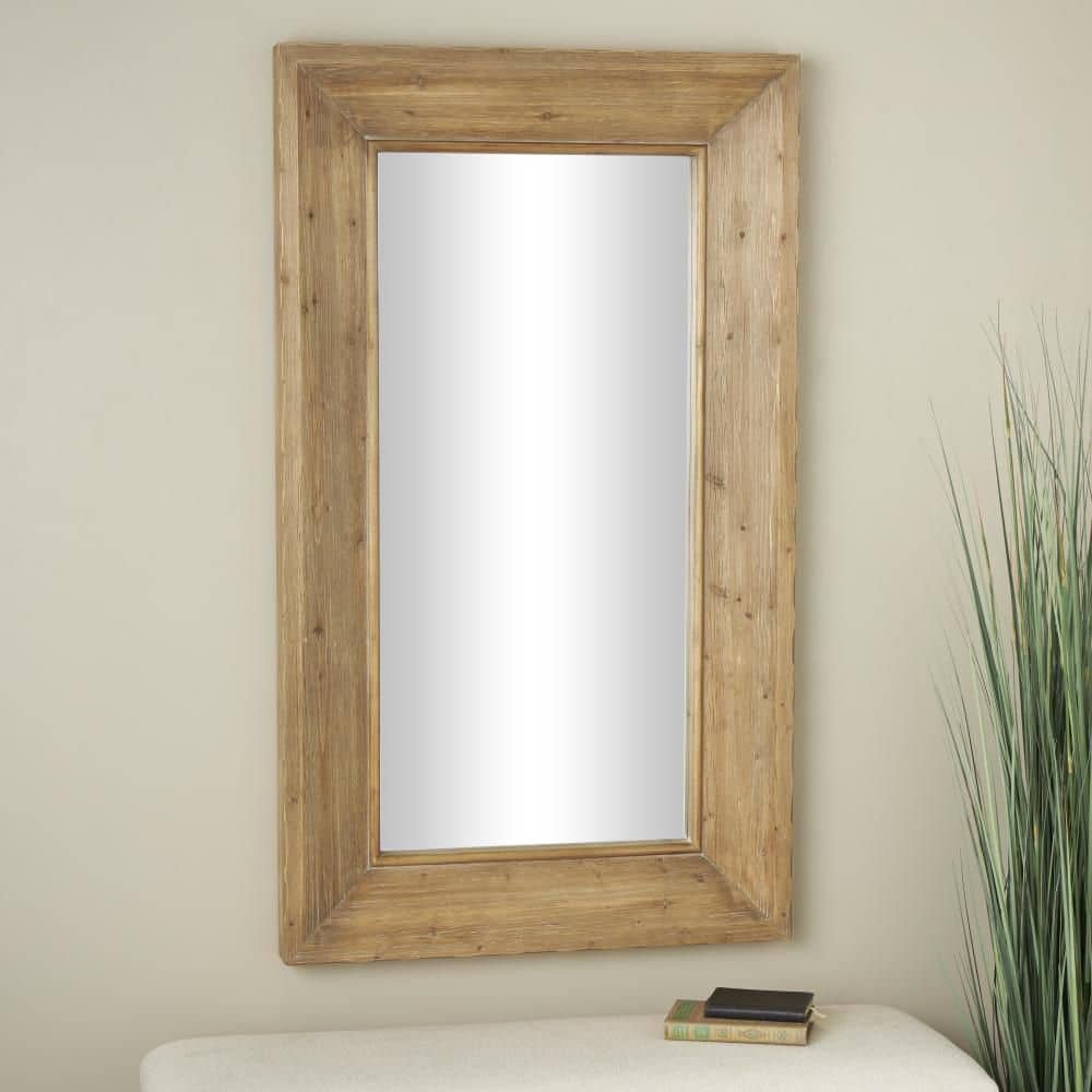 Litton Lane 32 in. W x 55 in. H Brown Wood Washed Floor Mirror with ...
