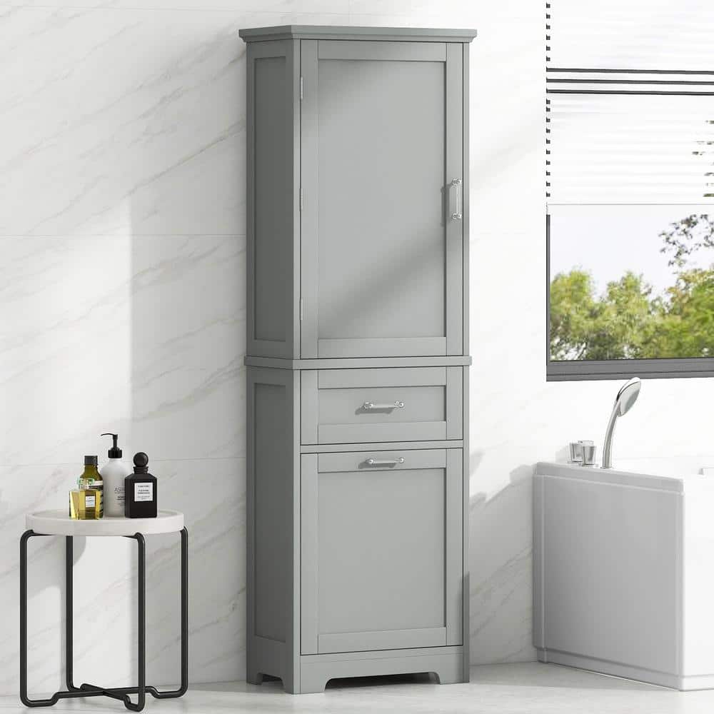 Polibi Gray 68.10 in. Accent Storage Cabinet with 2-Drawers and ...
