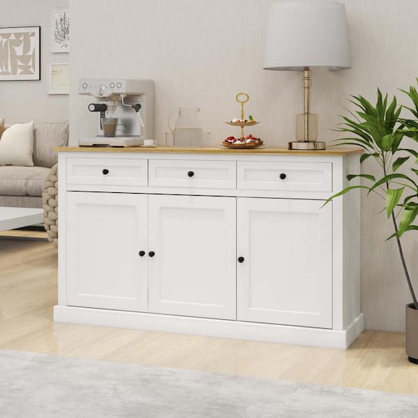 FUNKOL 53 in.W x 15 in.D x 31 in.H in White MDF Ready to Assemble Floor ...
