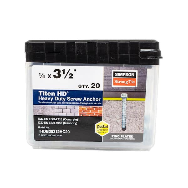 Simpson Strong-Tie Titen HD 1/4 in. x 3-1/2 in. Zinc-Plated Heavy-Duty ...