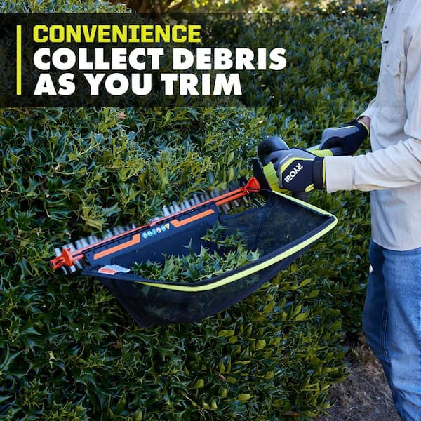 RYOBI 40V 24 in. Cordless Battery Hedge Trimmer with Debris Collector ...