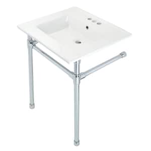 Kingston Brass Dreyfuss Ceramic White Console Sink Basin and Leg Combo ...