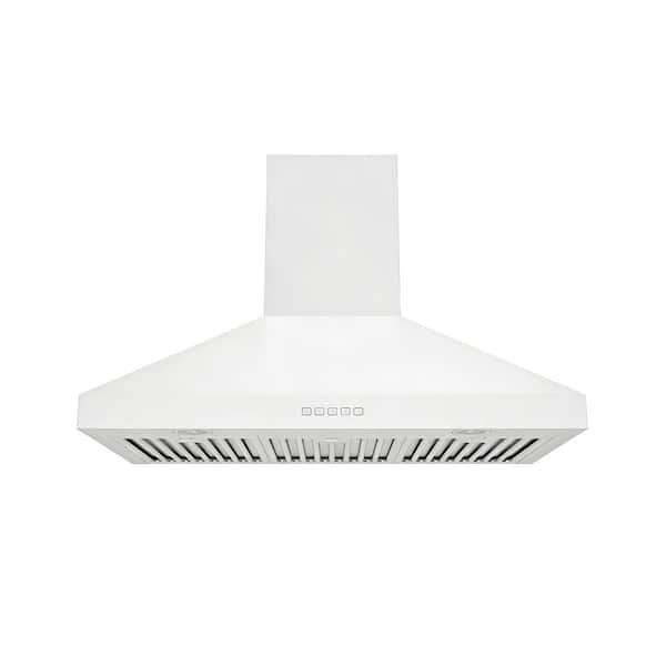 HAUSLANE 36 in. Convertible Wall Mount Range Hood with Changeable LED ...